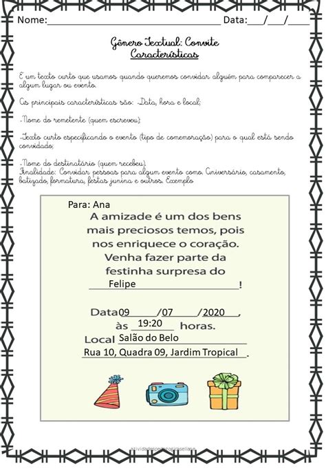 GÊnero Textual Convite 2ºano