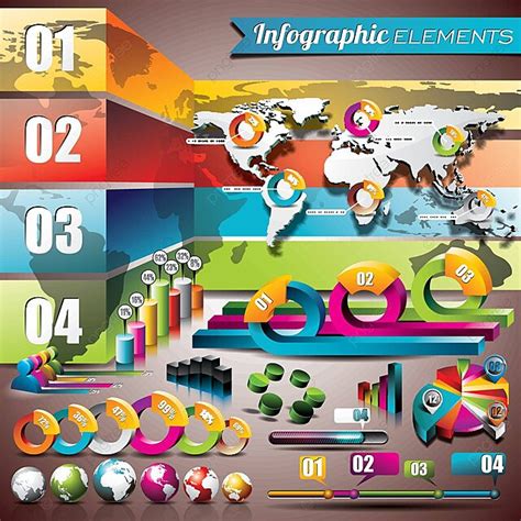 Assorted Information Graphics And Global Map Vector Design Collection