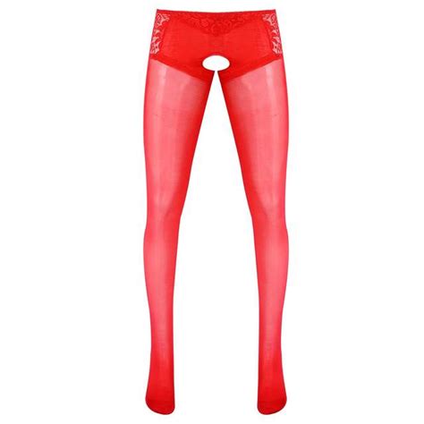 Sexy Mens Sissy Nightwear Open Crotch Pantyhose Crotchless Tights