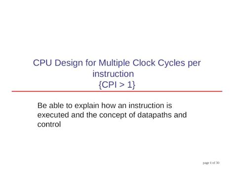 Ppt Cpu Design For Multiple Clock Cycles Per Instruction Cpi 1