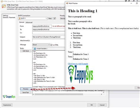 How To Send Formatted Html Emails Using Zappysys Ssis Send Html Email Task Ssis Powerpack