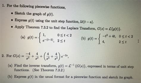 Solved For The Following Piecewise Functions Sketch The Chegg