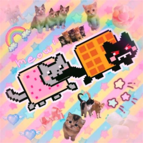 Nyan Cat And Tac Nayn♡ Nyan Cat Neon Cat Nya Cat