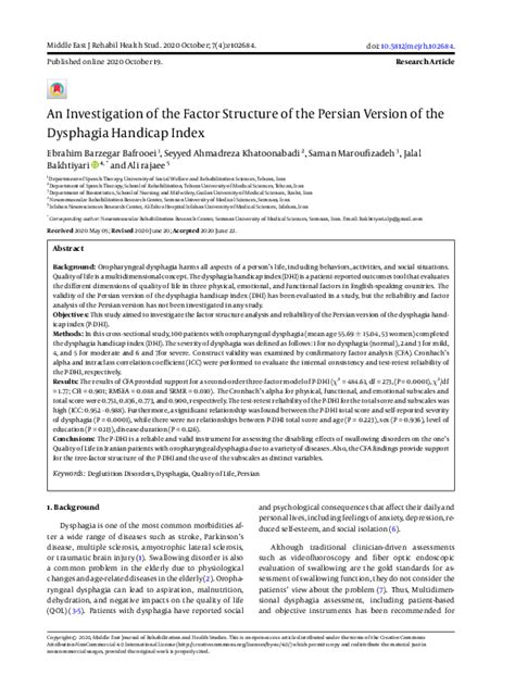 Pdf An Investigation Of The Factor Structure Of The Persian Version