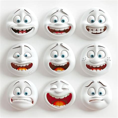 A Row Of Cartoon Faces With Faces That Saysfaces Premium Ai Generated
