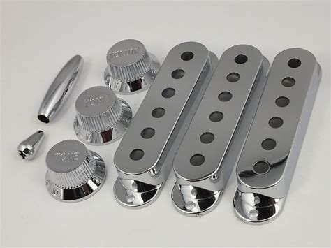 Stratocaster Silver Pickup Covers 52mm Knobs 24 Spline And Reverb Uk
