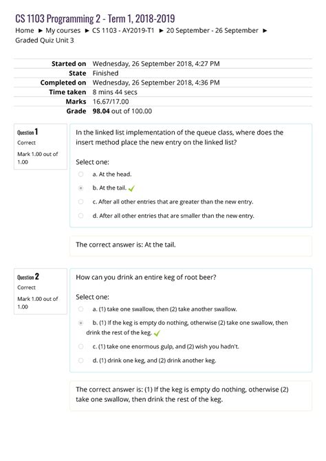 Graded Quiz Unit 3 Pdf My My My My My Home My Courses CS 1103 AY2019 T1 20 September