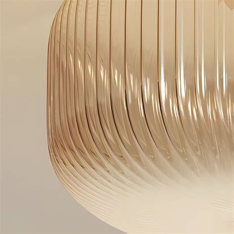 Rustic Ribbed Glass Flush Mount Light Retro Striped Glass Ceiling