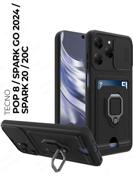 Противоударный чехол на Tecno Spark Go 2024 Spark 20 20c Pop 8 с защитой камеры и карманом