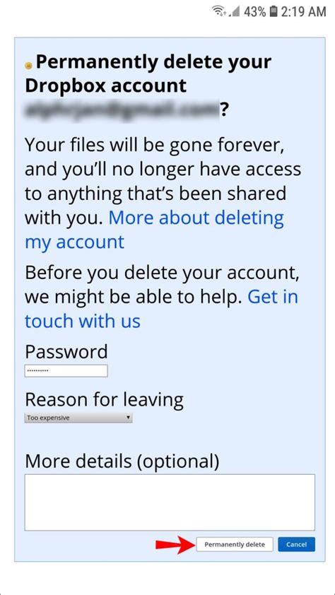 How To Delete A Dropbox Account