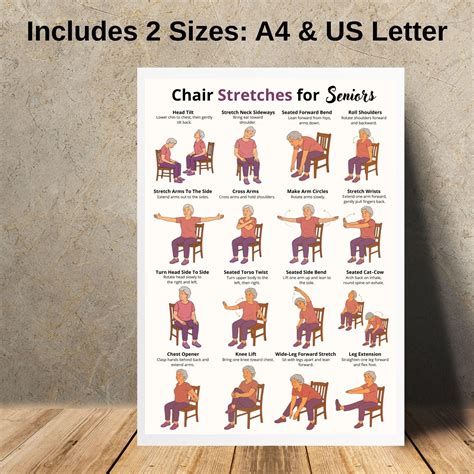 Chair Stretches For Seniors Printable Seated Stretch Chart Gentle