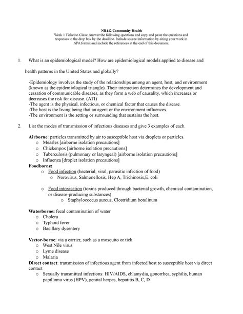 Nr 442 Ttc Week 2 Ticket To Class Ttc Nr442 Community Health Week 1 Ticket To Class Answer