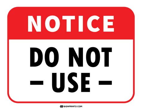 download notice do not use sign printable pdf printable signs