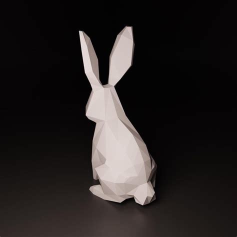 Geometric Rabbit Papercraft 3d Paper Sculpture Pdf Pattern Etsy