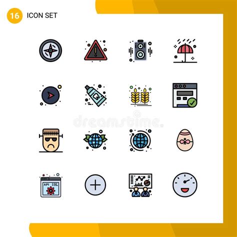 16 Thematic Vector Flat Color Filled Lines And Editable Symbols Of Network Arrows Loudspeaker