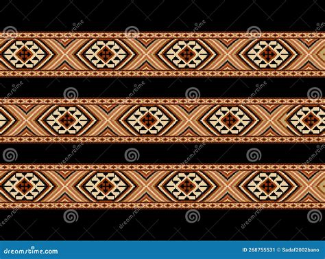 Ethnic Boder Style And Beautiful Vector Print Fabric Good Result Stock