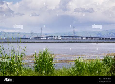 Dumbarton Bridge As Seen From Bedwell Bayfront Park Menlo Park San