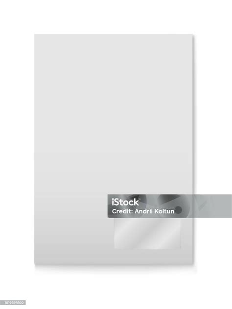 흰색 A4 용지 빈 봉투 창 흰색 배경에 고립의 벡터 모형 회색 세로 우표 닫힌된 표지 템플릿입니다 기업 아이덴티티 디자인을