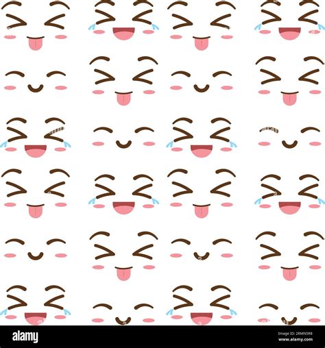 Seamless Pattern Background With Borderless Facial Expressions Vector
