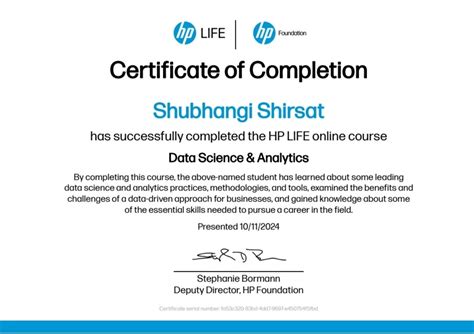 Shubhangi Shirsat On Linkedin Datascience Analytics Continuouslearning Hplife Skilldevelopment