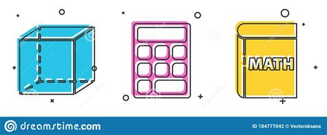 Set Geometric Figure Cube Calculator And Book With Word Mathematics