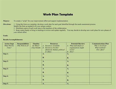 Work Plan 40 Great Templates And Samples Excel Word Templatelab