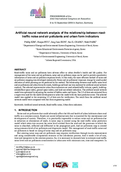 Pdf Artificial Neural Network Analysis Of The Relationship Between Road Traffic Noise And Air