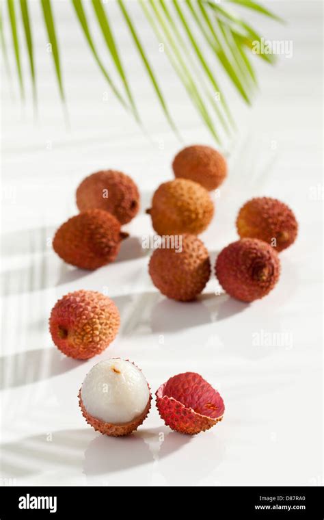 Litchi On White Background Close Up Stock Photo Alamy
