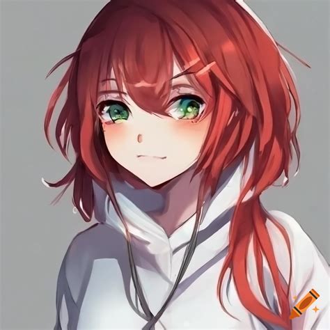 Anime Girl With Short Red Hair And Green Eyes