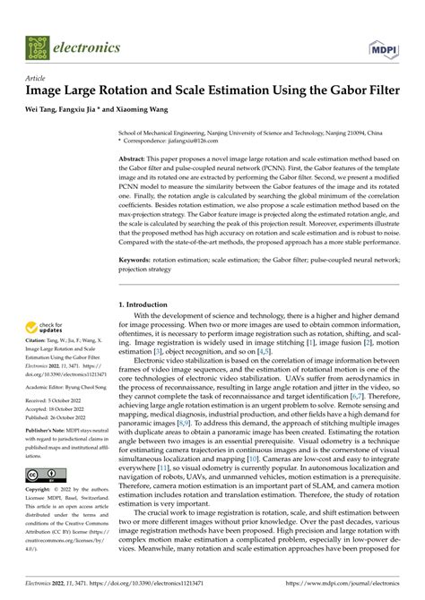 Pdf Image Large Rotation And Scale Estimation Using The Gabor Filter