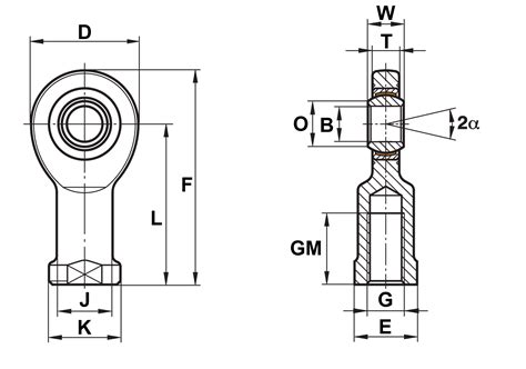 Rod End Tie Rod End Uniball Ei 16 D Fluro M16 Right Hand Internal Female Cuscinetti