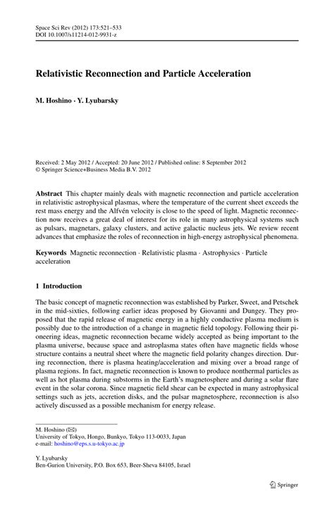 Pdf Relativistic Reconnection And Particle Acceleration