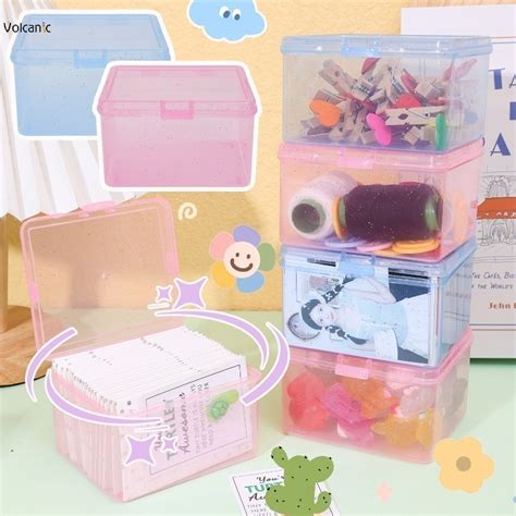 Ins สไตล์ Samll Item Organizer โปร่งใส Fine Flash Flip กล่องเก็บกันฝุ่นสําหรับ Home Desktop