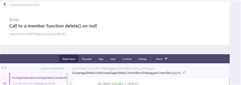 Error Call To A Member Function Delete On Null On Laravel Forum