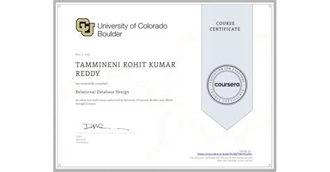 tammineni rohit kumar reddy on linkedin completion certificate for relational database design
