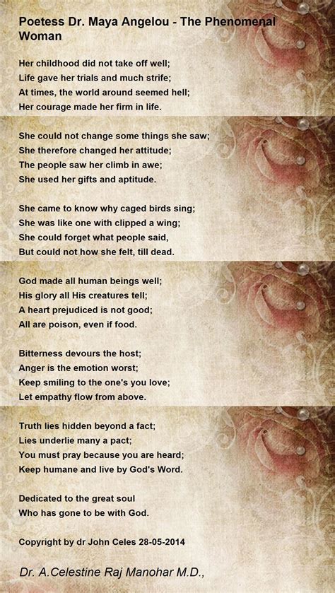 Phenomenal Woman Poem By Maya Angelou