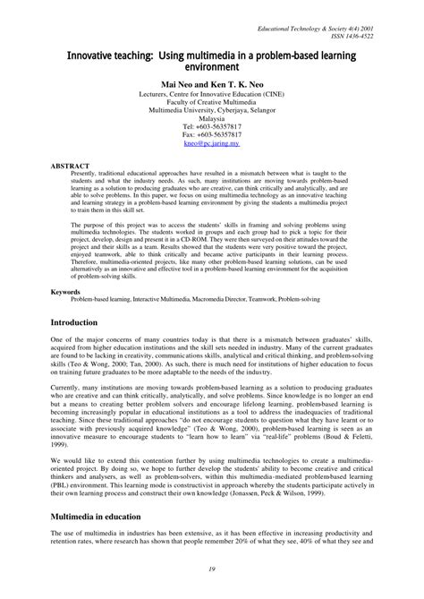 pdf innovative teaching using multimedia in a problem based learning