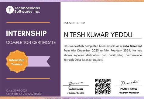 Nitesh Kumar Yeddu On Linkedin Datascience Internship Teamleader Hardworkpaysoff