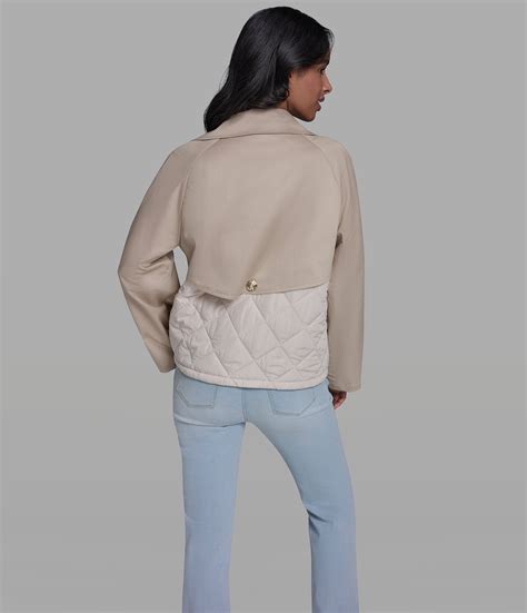Cropped Cotton And Tencel Blend Mixed Media Trench Jacket Outerwear