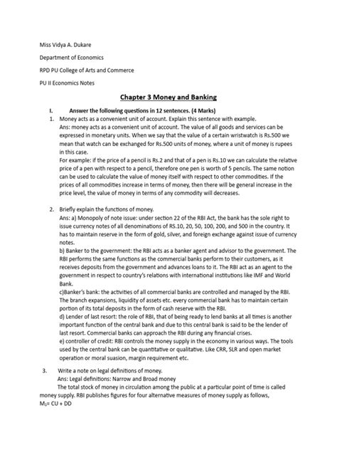 Passing Package Pdf Money Supply Money