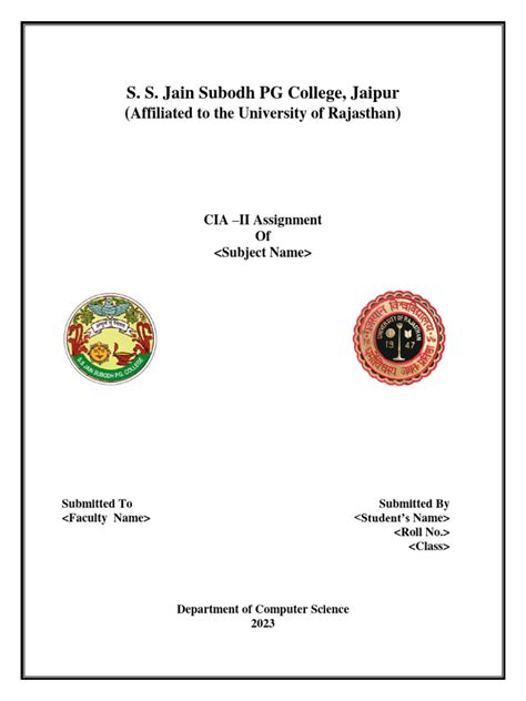 Cia Assignment Front Page And Rules Pdf
