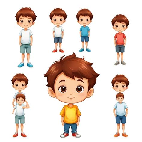 Boying Vector Conjunto Fondo Blanco Aislado Un Alto Vector Premium