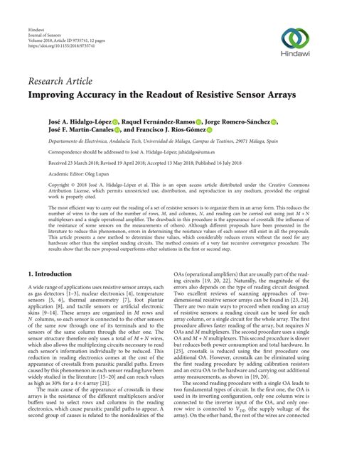 pdf improving accuracy in the readout of resistive sensor arrays