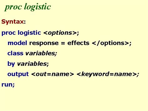 Sas Lecture 5 Some Regression Procedures Aidan Mc