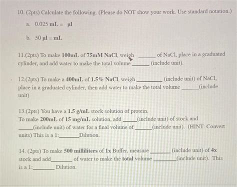 Solved 10 2pts Calculate The Following Please Do Not
