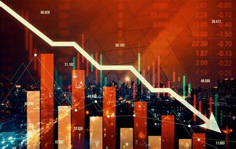 Declining Graphs And Digital Indicators Overlap Modernistic City
