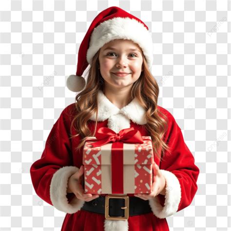 선물 상자를 들고 산타 모자를 쓴 어린 소녀 선물 상자를 들고 산타 모자를 쓴 어린 소녀 선물 상자를 들고 산타 모자를 쓴