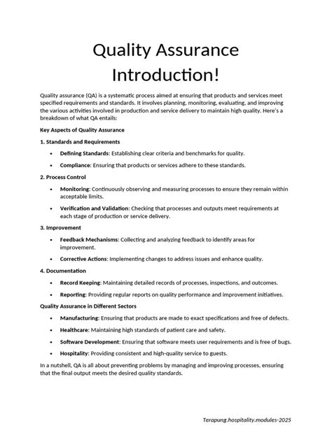 Quality Assurance Introduction Pdf Quality Assurance Food Safety