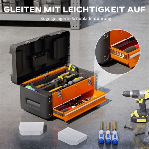 Homcom Werkzeugkiste Leer 49 7 X 25 3 X 23 Cm Werkzeugkasten Mit