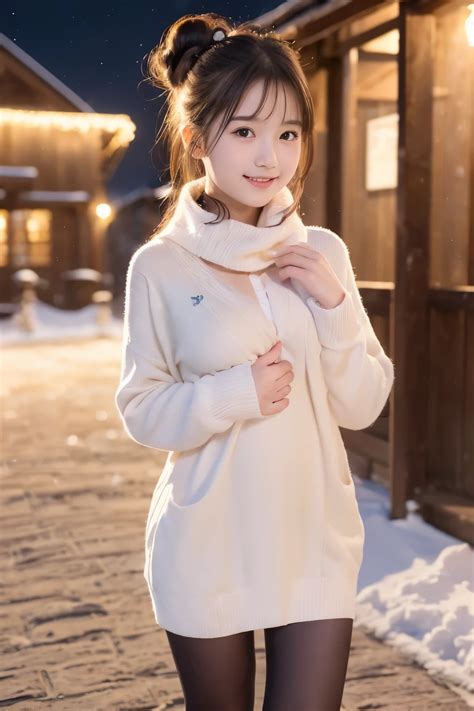 Seaart Aiで作成された美少女 リアルなベイブ 冬のファッション 雪景色